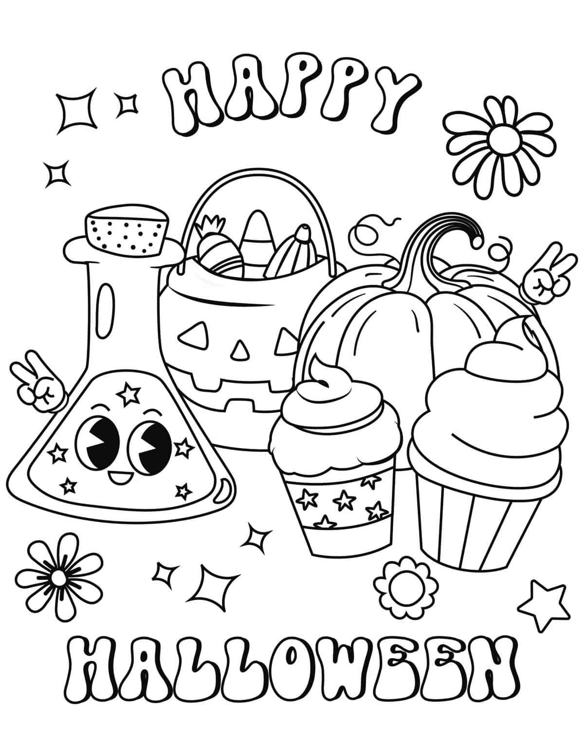 Free Printable Retro Halloween Coloring Pages for Spooky Fun - A Crazy ...