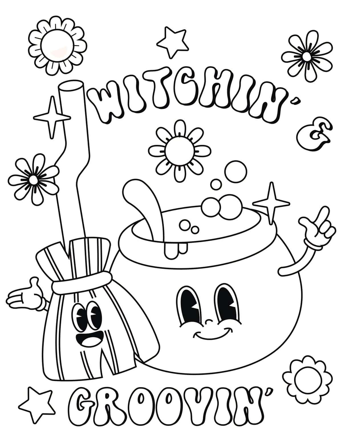 Free Printable Retro Halloween Coloring Pages for Spooky Fun - A Crazy ...