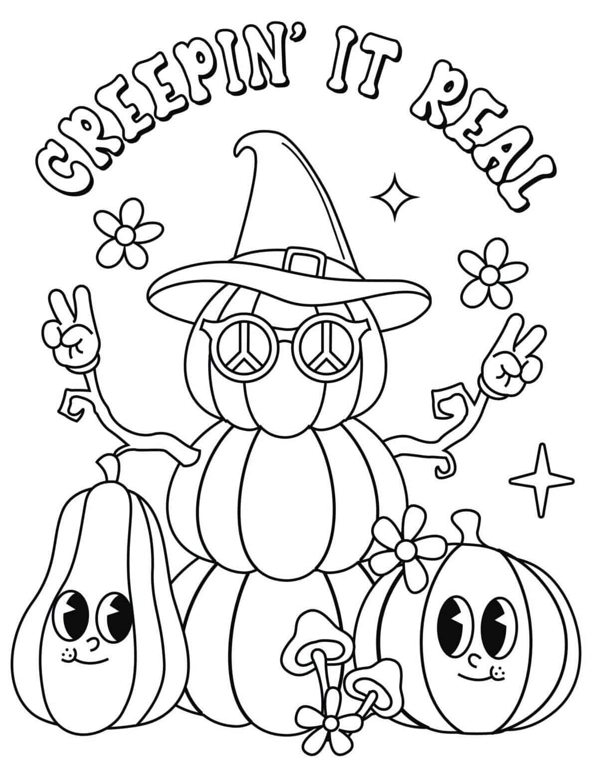 Free Printable Retro Halloween Coloring Pages for Spooky Fun - A Crazy ...